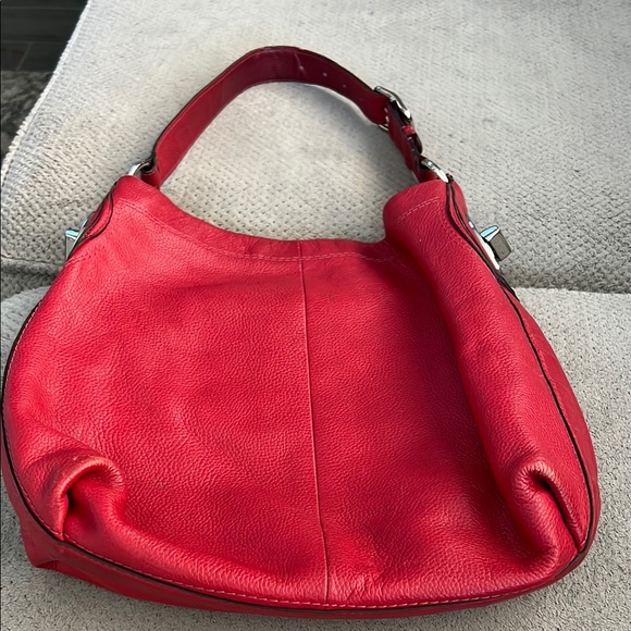 Coach | Bags | Coach Red Hobo Bag With Pebbled Leather And Curved ...